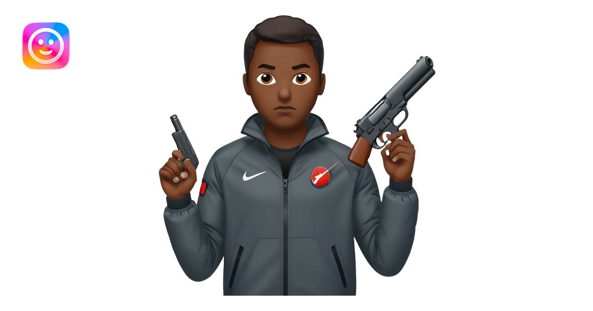Black guy in nike tech pointing a gun emoji | AI Emoji Generator
