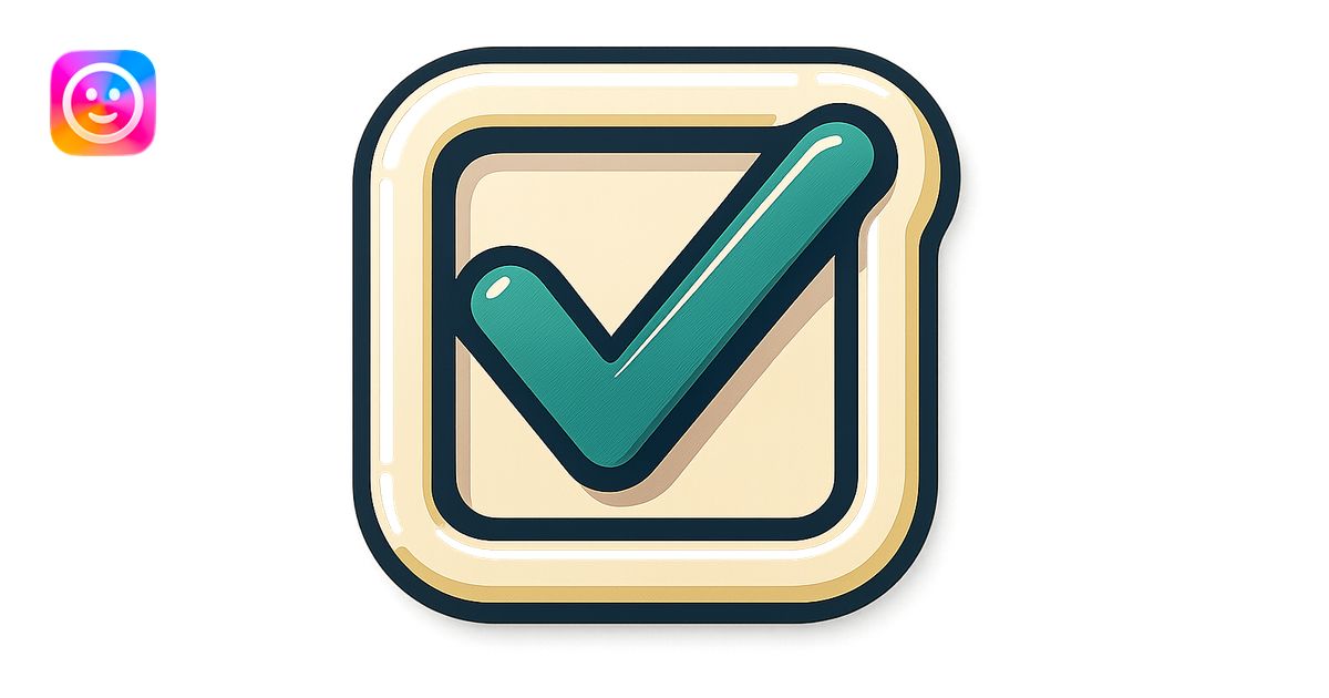 checkbox with a check mark, retro sticker style, black outline, no ...