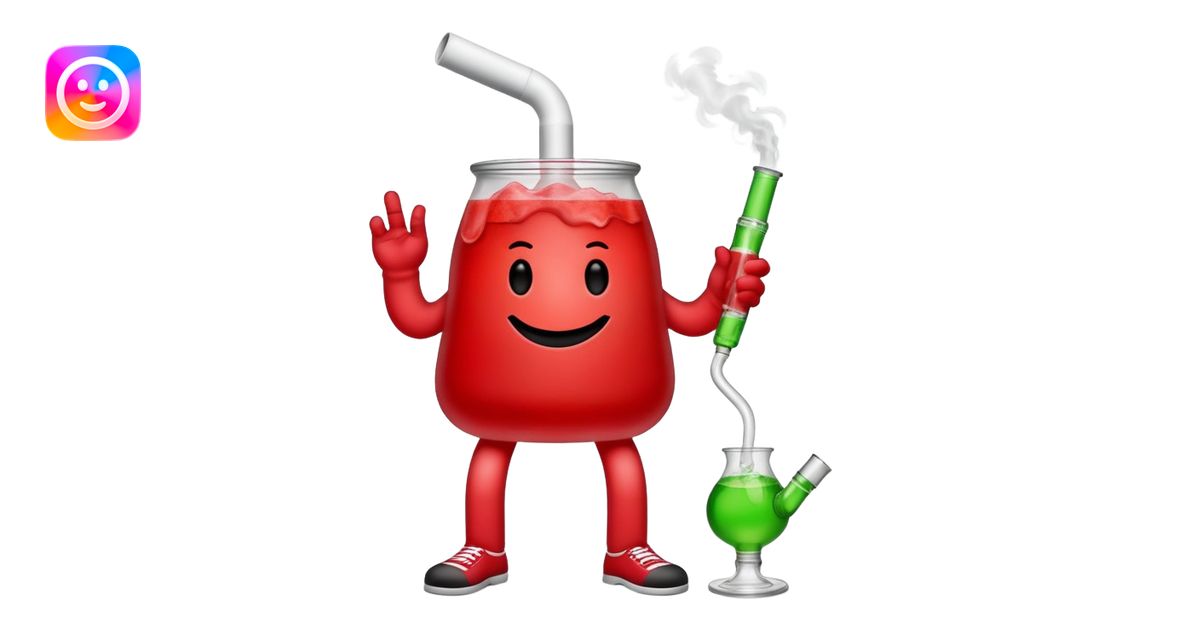Kool-Aid man with legs smoking a bong emoji | AI Emoji Generator