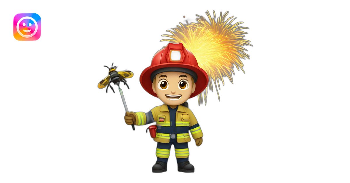 fireman with firefly and fireworks emoji | AI Emoji Generator