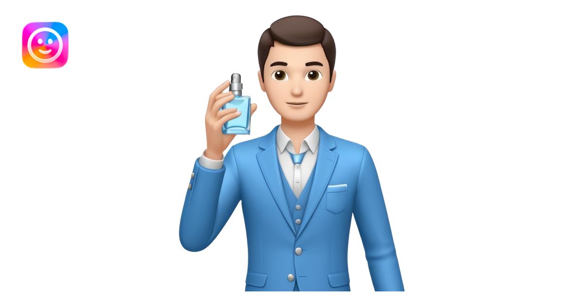 stylish man spraying perfume, holding a perfume bottle, mist spray in ...