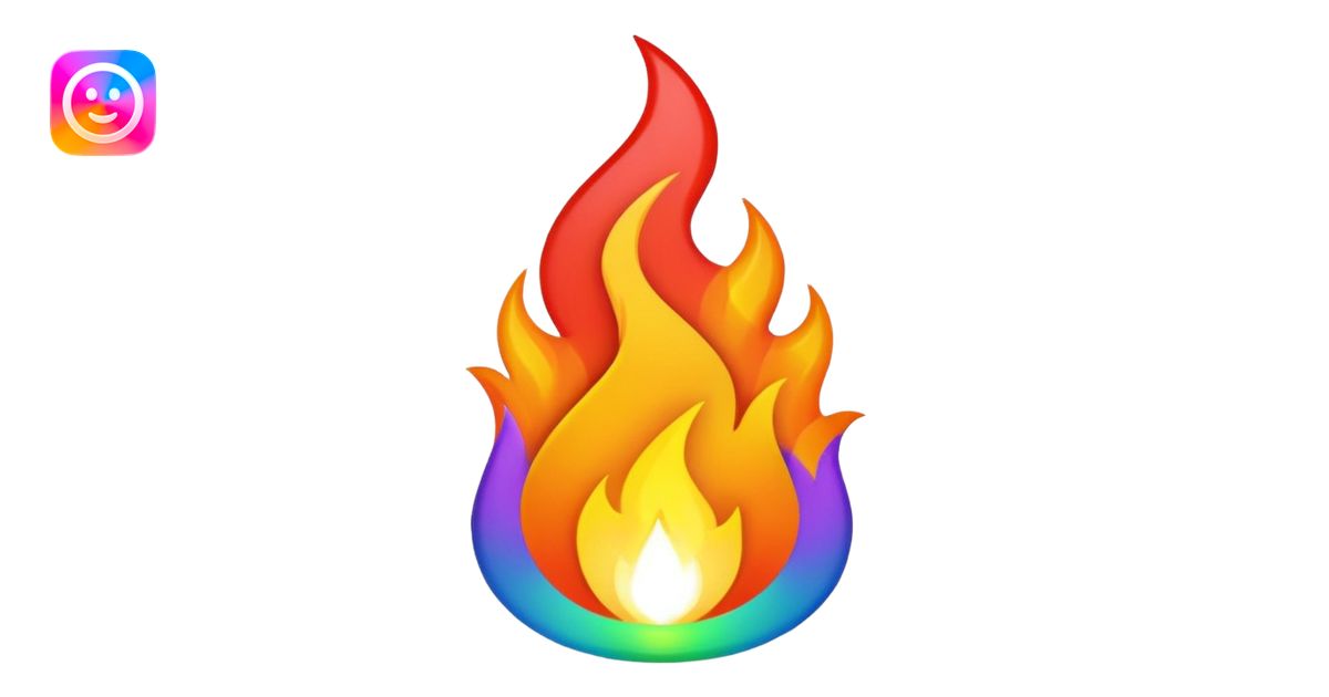A fire emoji with the colors of the pride flag. Take away the small ...