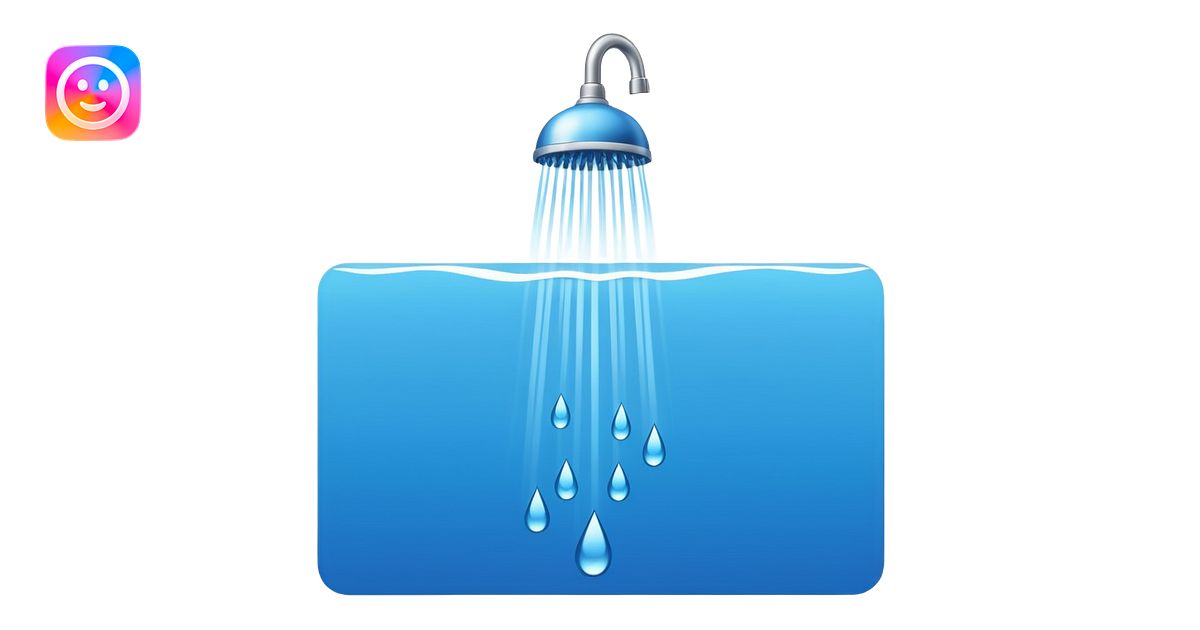 "A clean emoji icon of a shower with a rainfall head running with blue ...