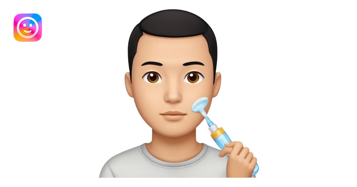 chinese man with buzz cut (black hair) doing skincare emoji | AI Emoji ...