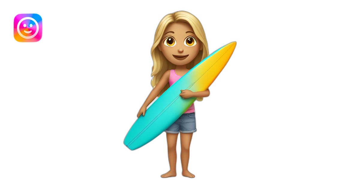 Girl with surfboard emoji | AI Emoji Generator