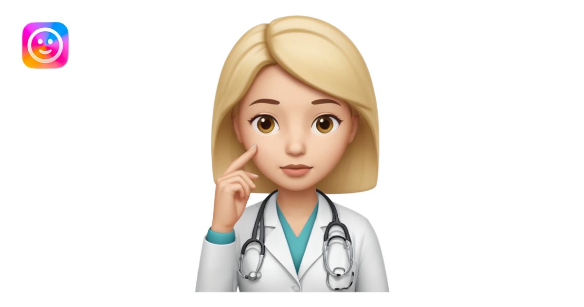 3D memoji female doctor, hand touching chin in thinking pose ...