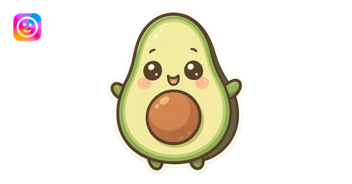 chibi sticker-style avocado, cute and exaggerated emoji | AI Emoji ...