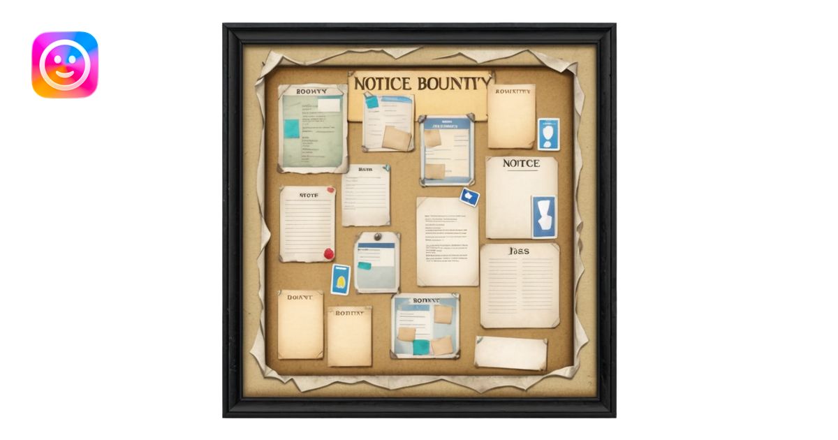 Town Notice Board where we all see BOUNTIES emoji | AI Emoji Generator