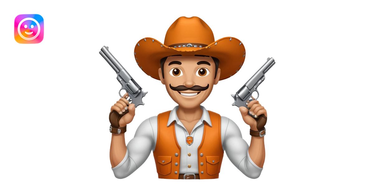 Oklahoma state university pistol Pete with a pistol in each hand emoji ...