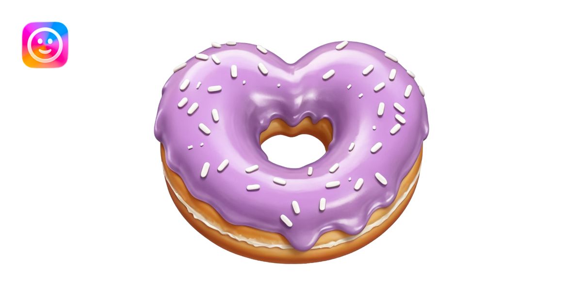 Realistic isolated heart shaped donut with pale lilac & glaze. emoji ...