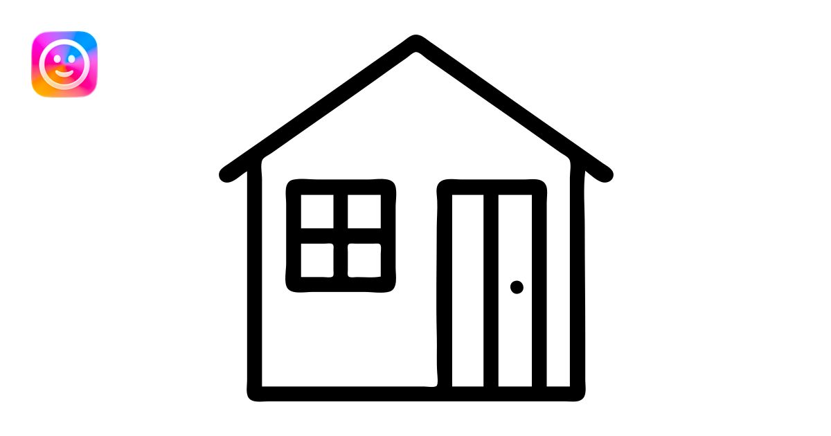 stylized house front icon, door, windows, slanted roof, modern icon ...