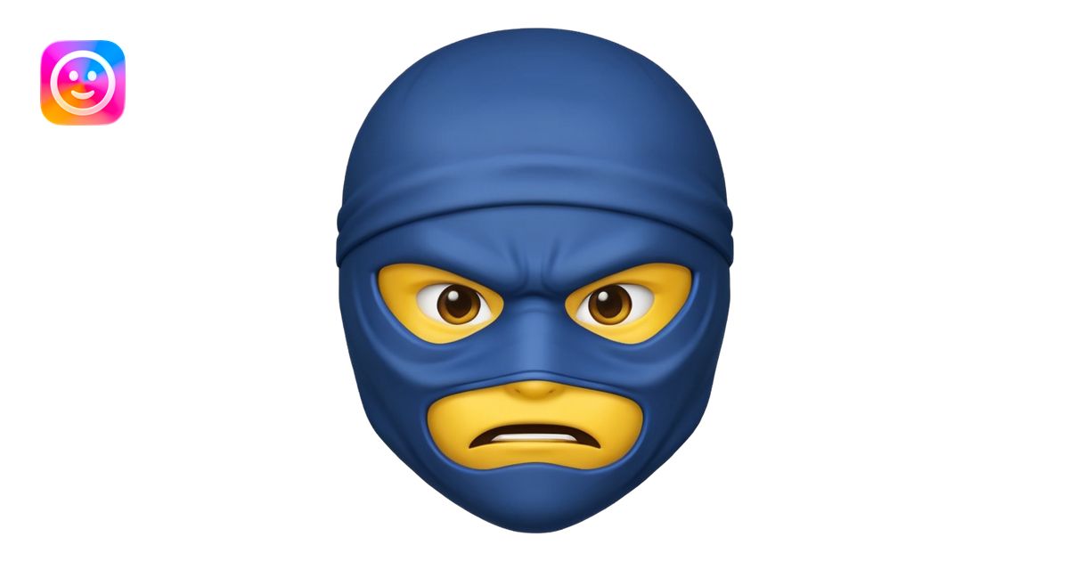 angry ninja face emoji with blue ninja mask, no visible skin, classic ...