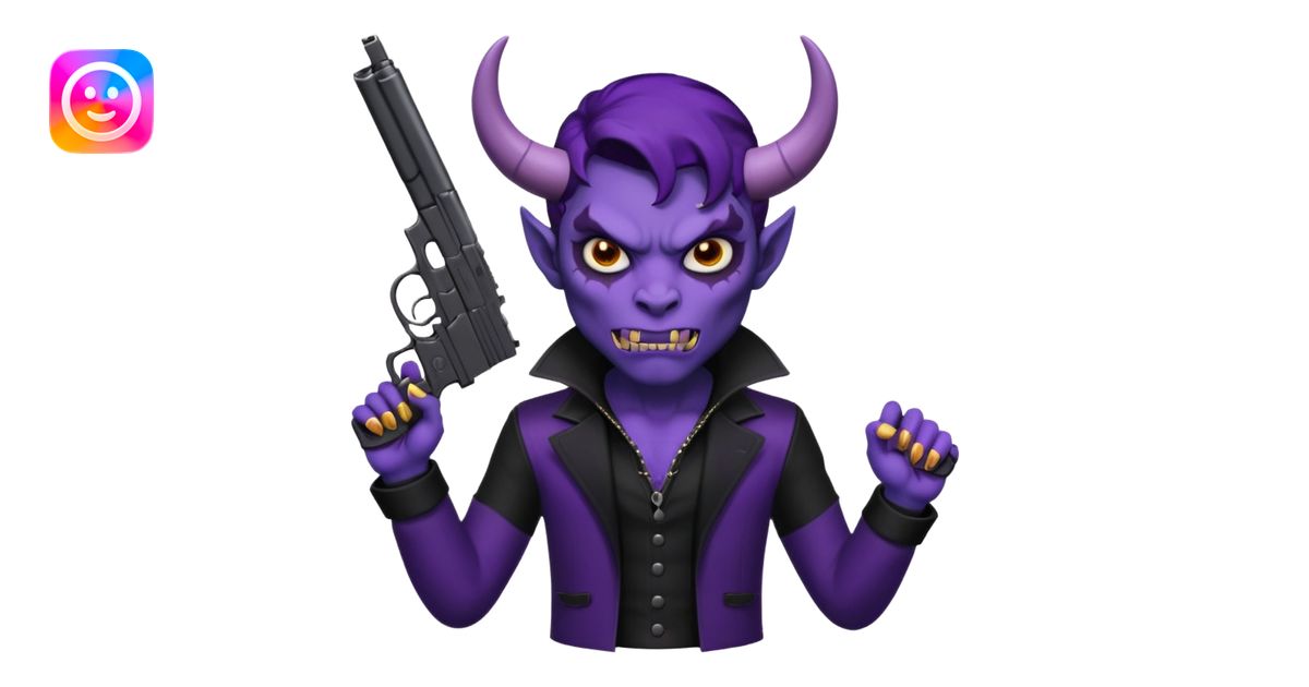 Diablo morado garrando dos pistolas emoji | AI Emoji Generator