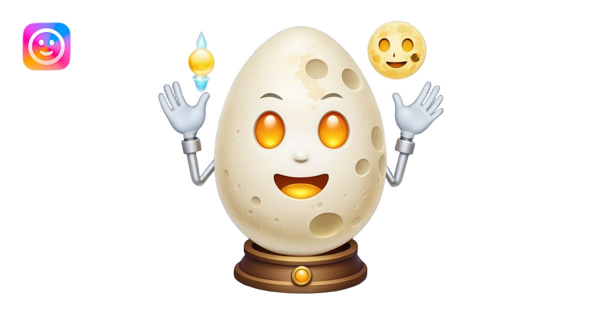 alchemy character cracking moon egg with light inside emoji | AI Emoji ...