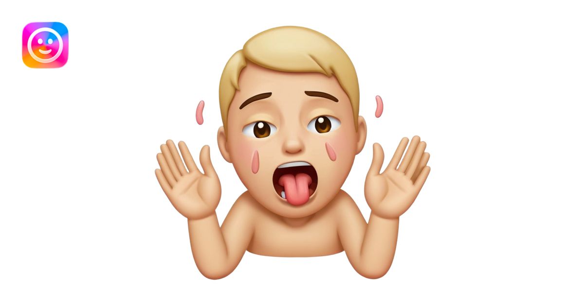 crying emoji with tongue out, choking self with two hands emoji | AI ...