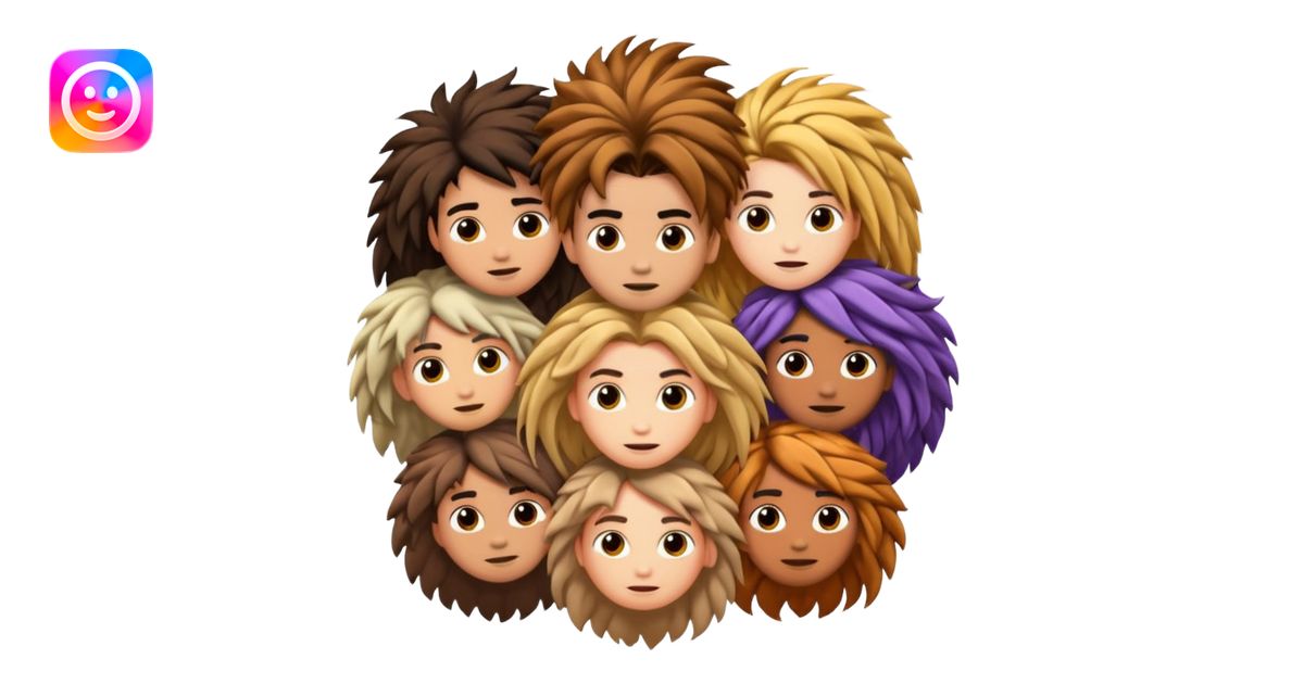 Hairy ball of people connected with their hair connected to hair emoji ...