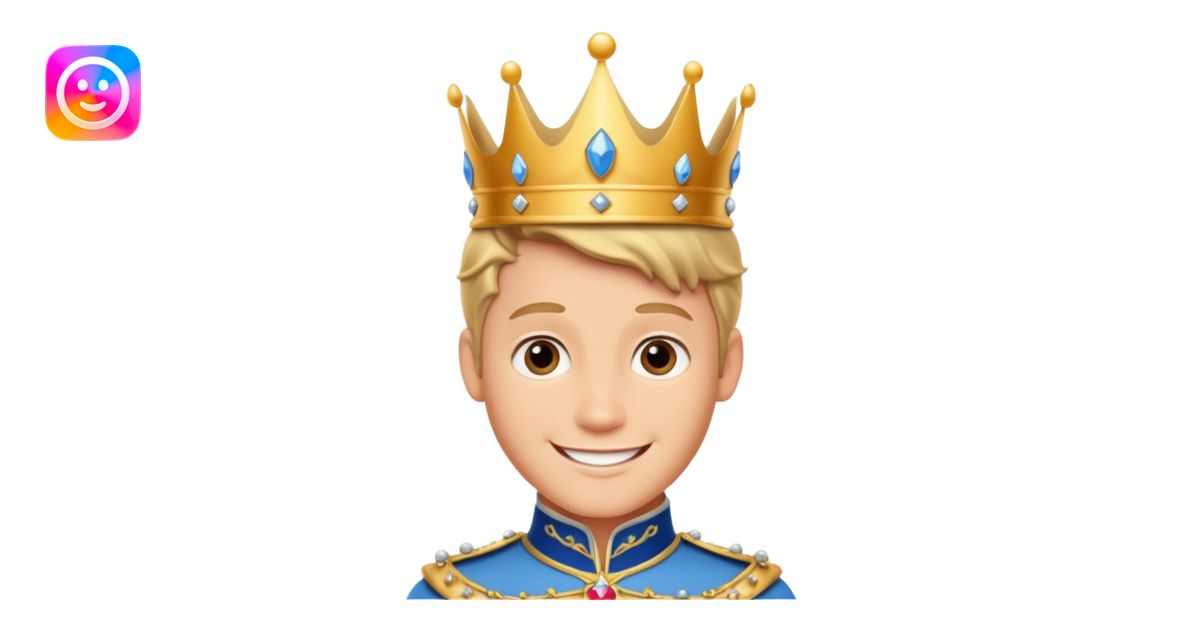 Prince Charming from Disney with crown emoji | AI Emoji Generator