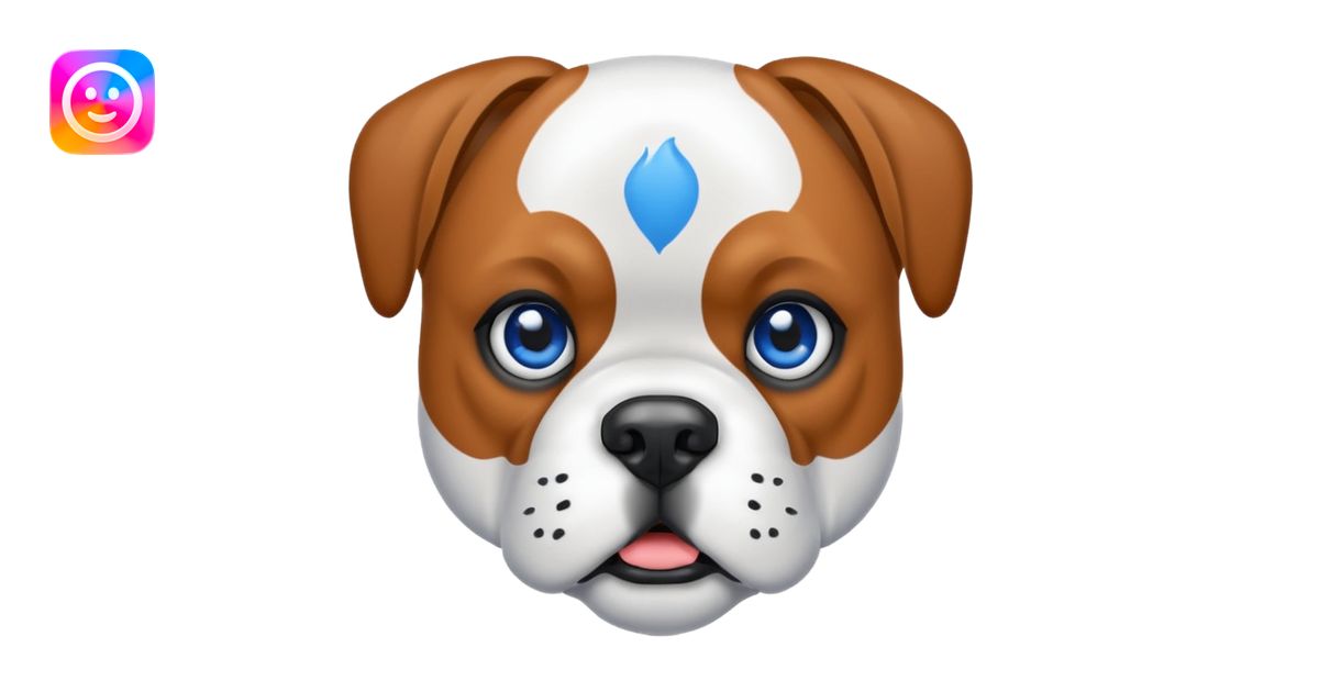 Pure White boxer dog with blue left eye emoji | AI Emoji Generator