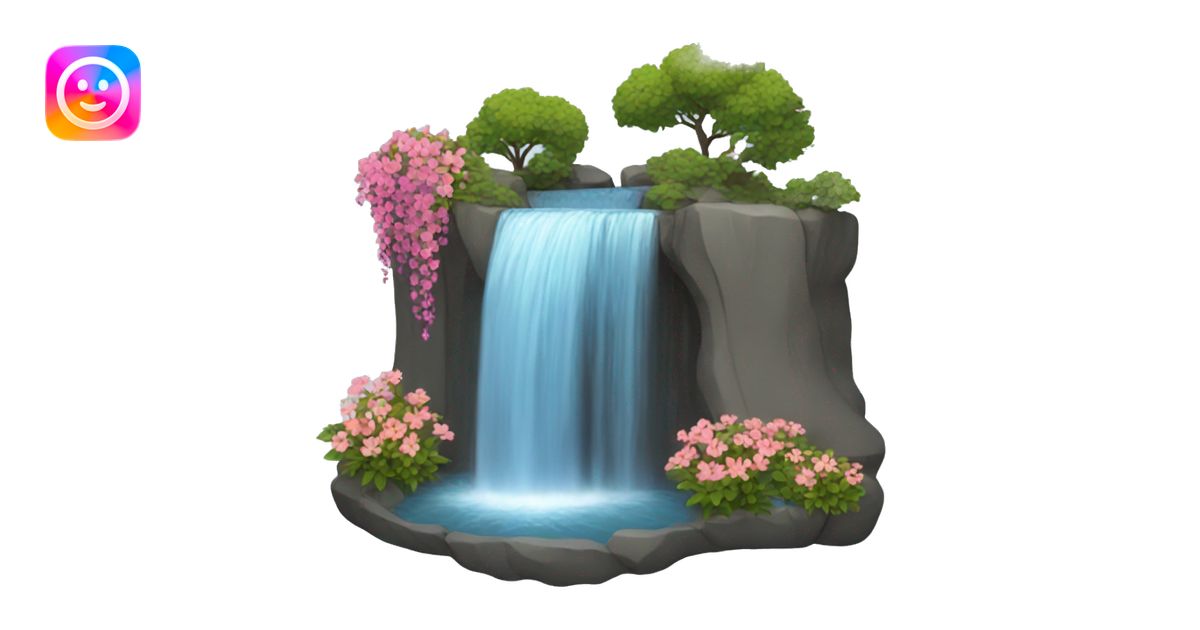 Waterfall with flowers emoji | AI Emoji Generator