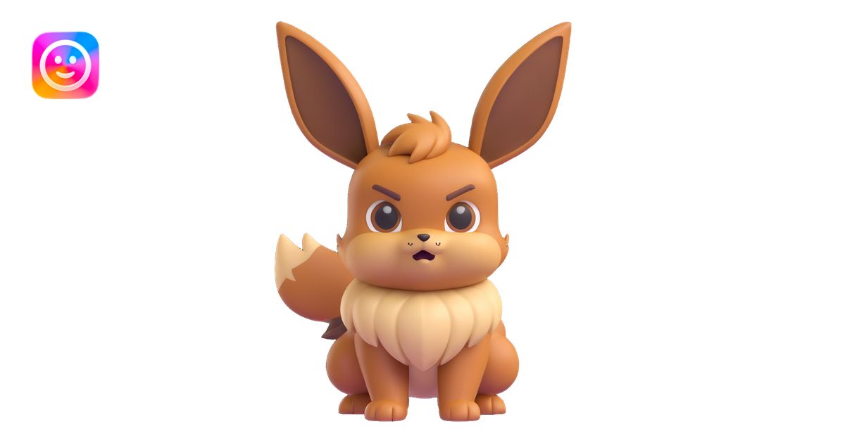 Eevee with a grumpy expression and an intimidating stance, Microsoft 3D ...