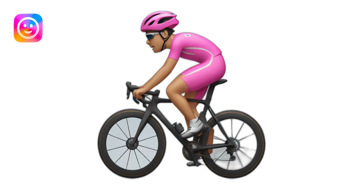 Cyclist with pink helmet emoji | AI Emoji Generator