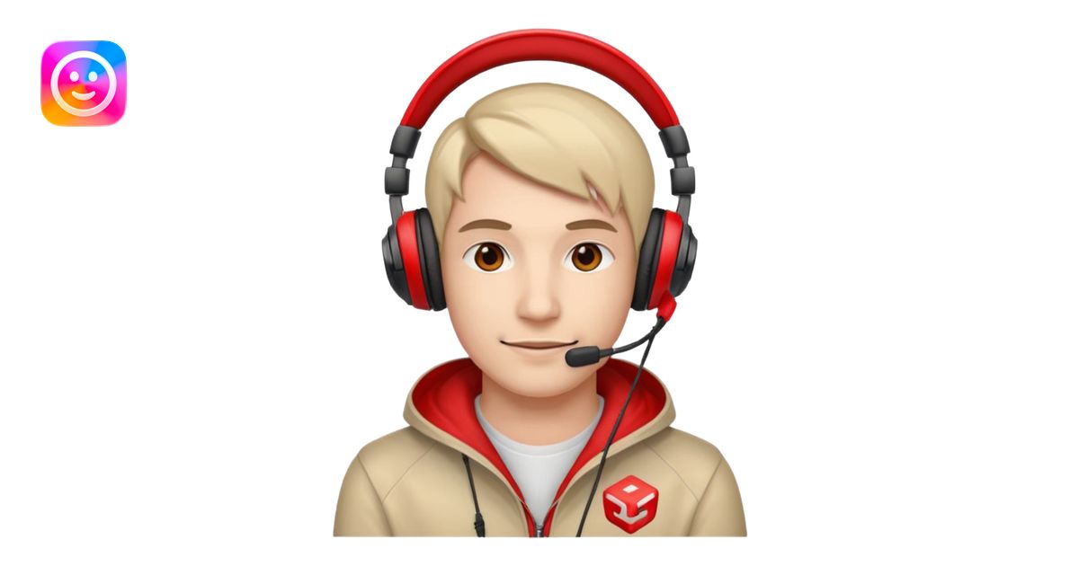 streamer with red gaming head set emoji | AI Emoji Generator