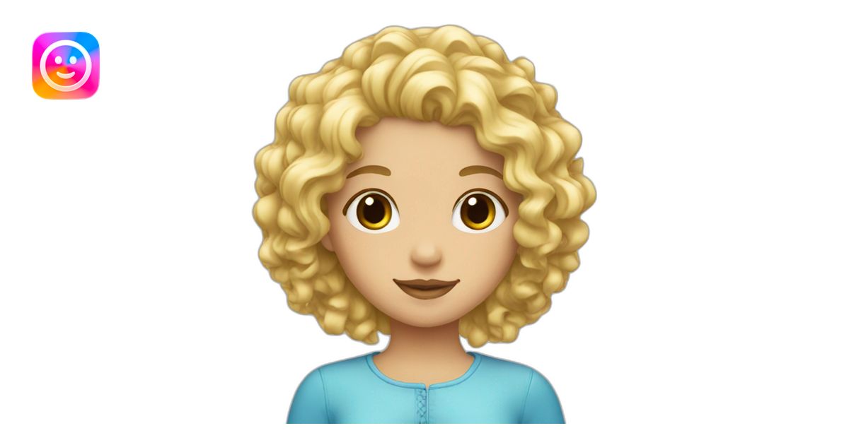 Girl with blond curly hear and blue ices emoji | AI Emoji Generator