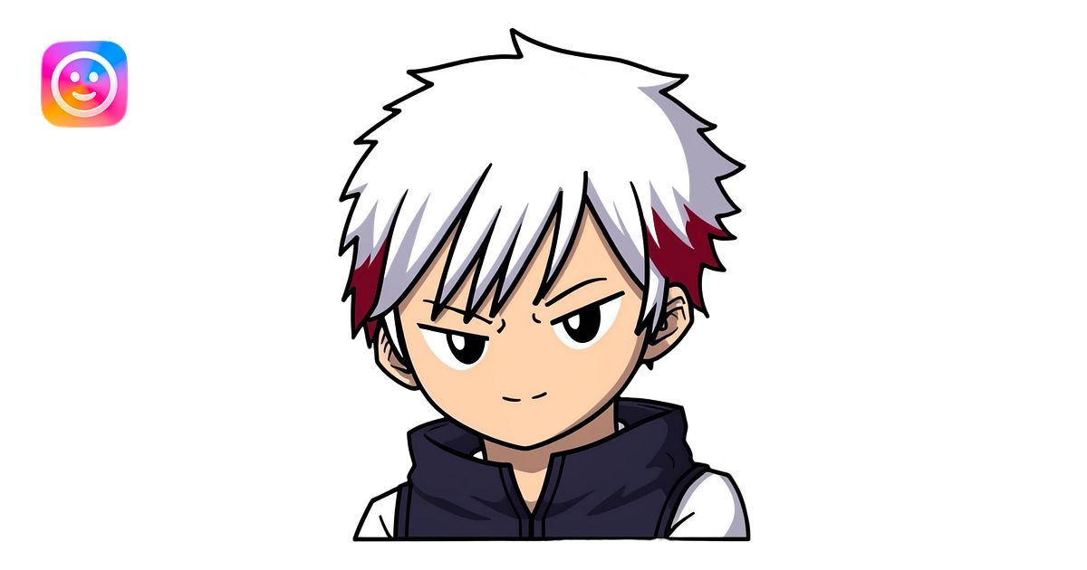 Shoto Todoroki face portrait, half red half white hair, different ...