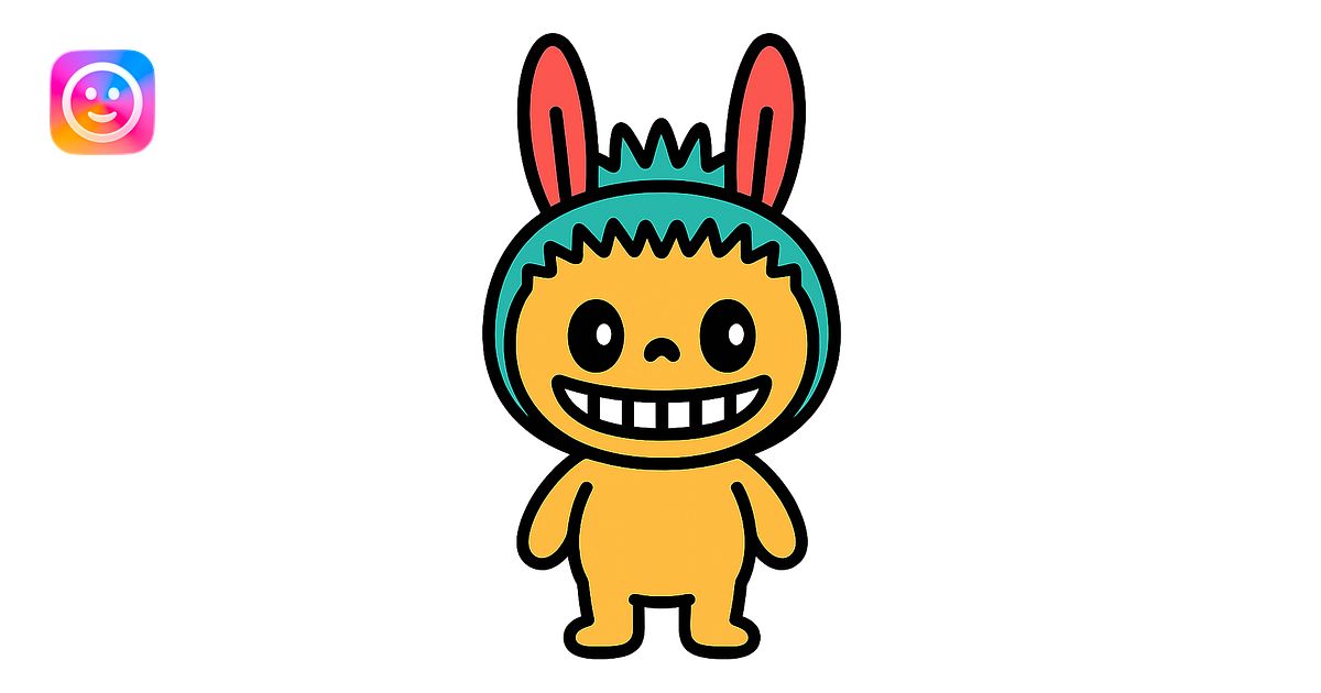 Labubu doll icon, playful, rounded lines, minimal details icon | AI ...