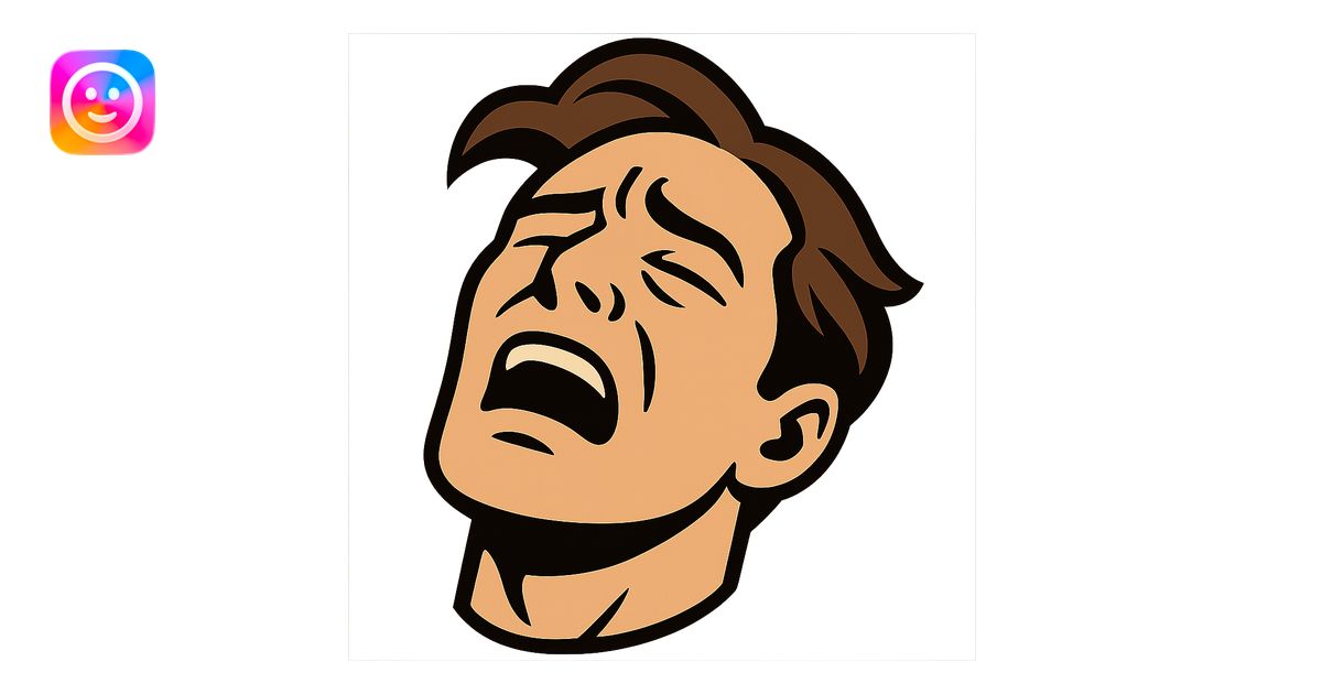 flat toon style dramatic dying face with bold lines image | AI Emoji ...