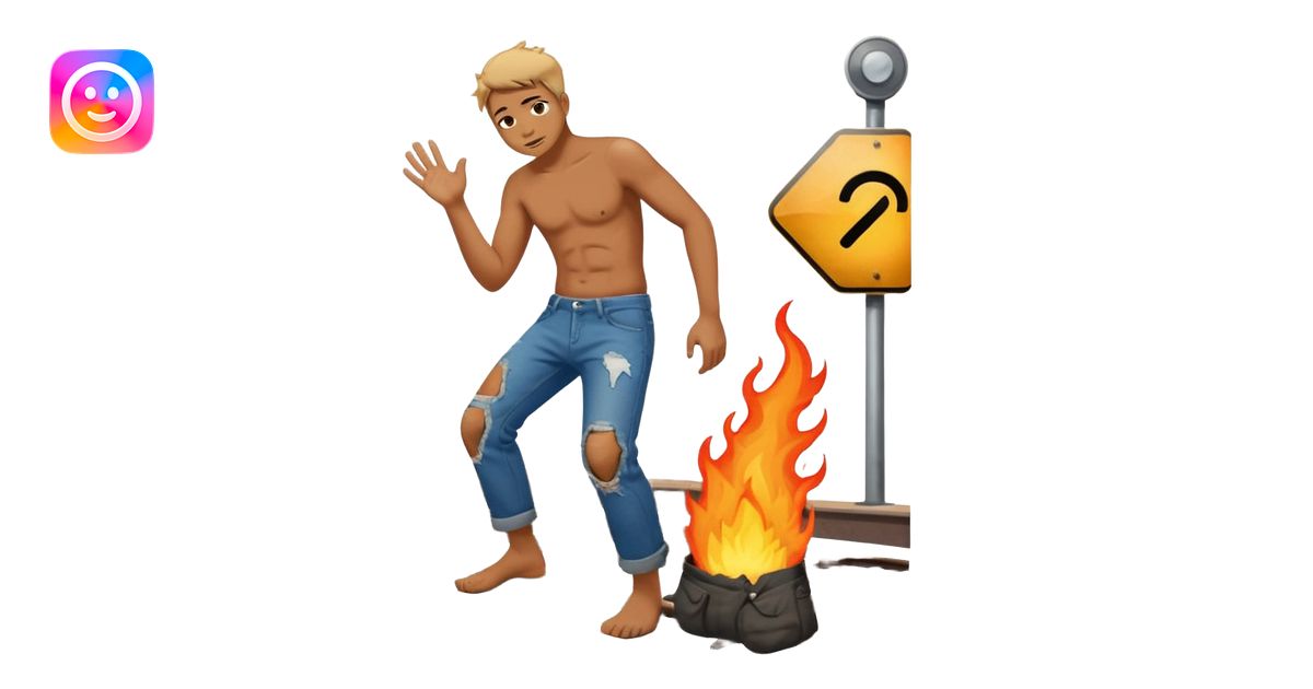 man rubbing butt which is on fire on railway emoji | AI Emoji Generator