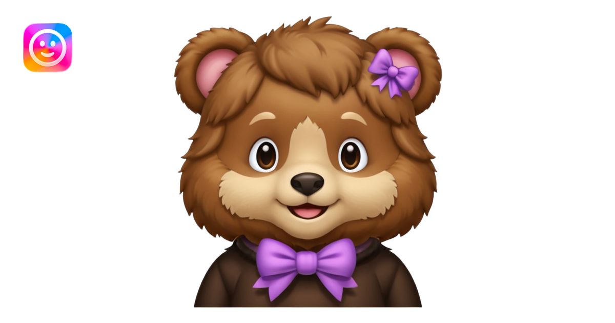 Cozy Bear with a bow emoji | AI Emoji Generator