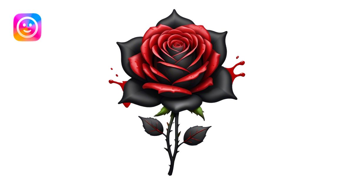 black rose with blood splatter emoji | AI Emoji Generator