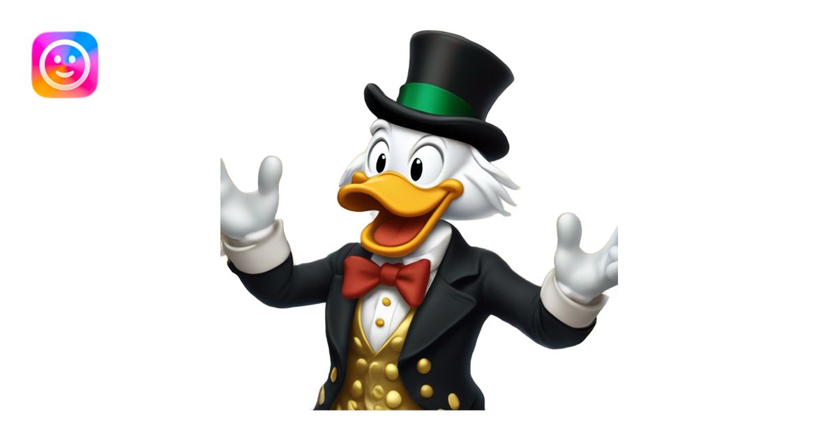 Scrooge McDuck counting money emoji | AI Emoji Generator