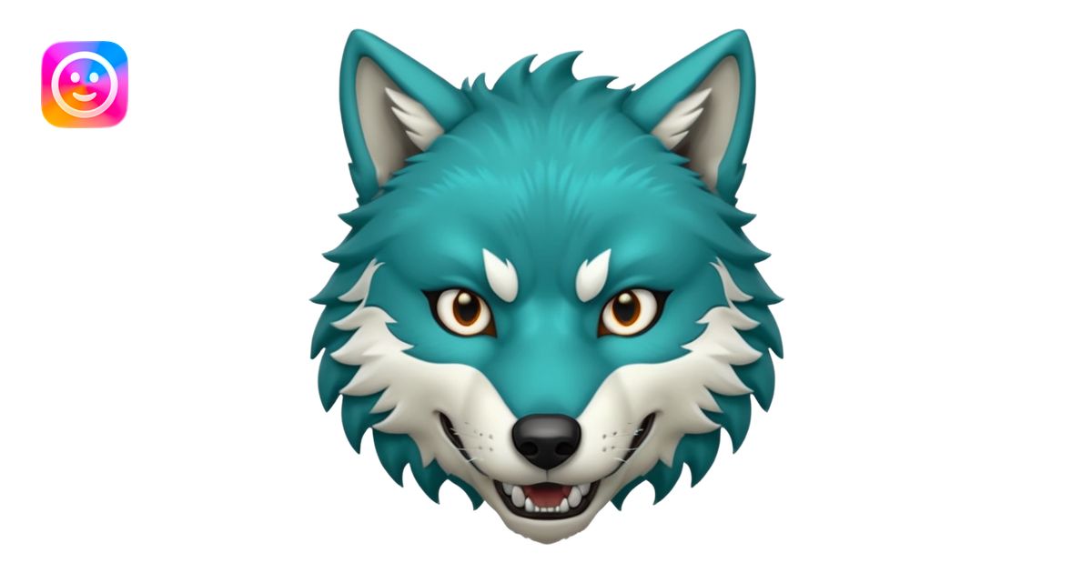 teal wolf head emoji | AI Emoji Generator