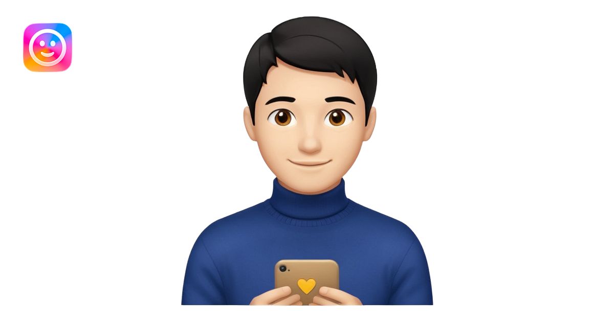 Создай эмодзи, внешность гаммин, мужчина, 26 лет, стрижка side-part ...