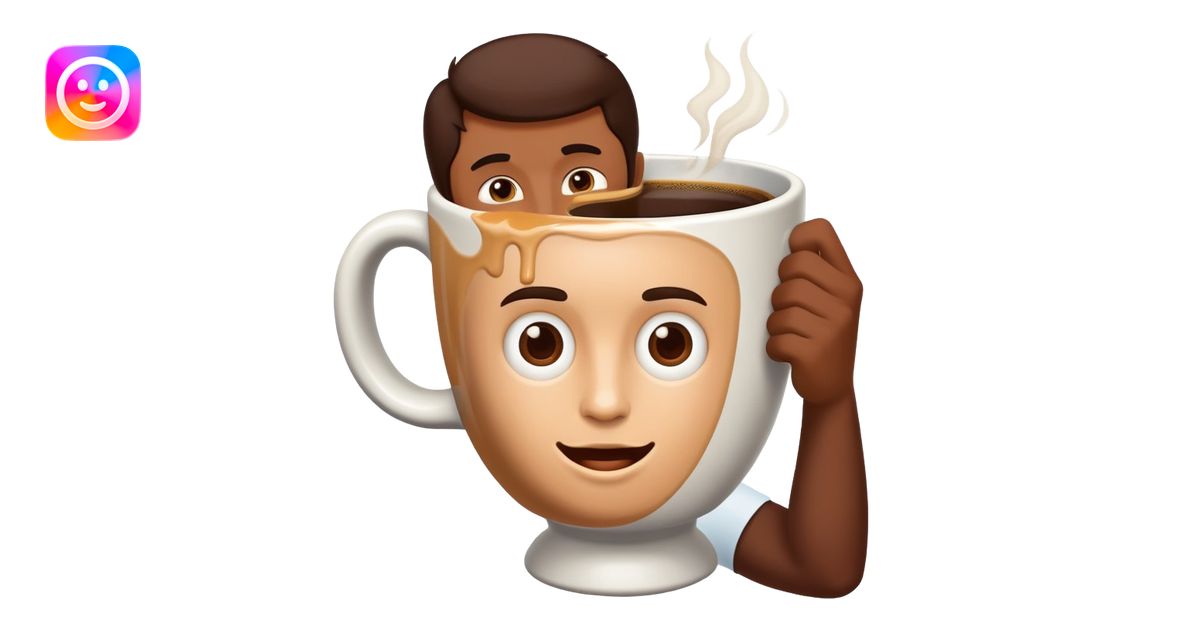 person with coffee addiction drinking from a giant mug emoji | AI Emoji ...