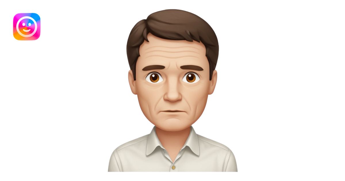 create an emoji of a man with wrinkles, square face. he has an English ...