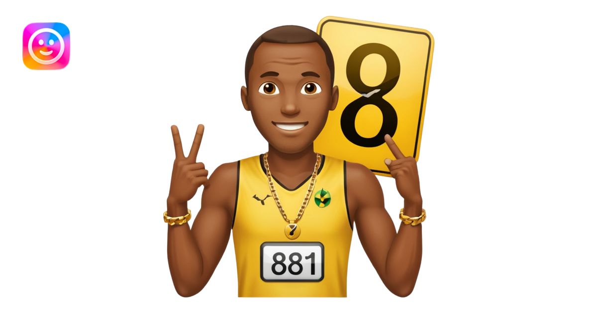 usain bolt avec un panneau affichant 9.58s derriere lui emoji | AI ...