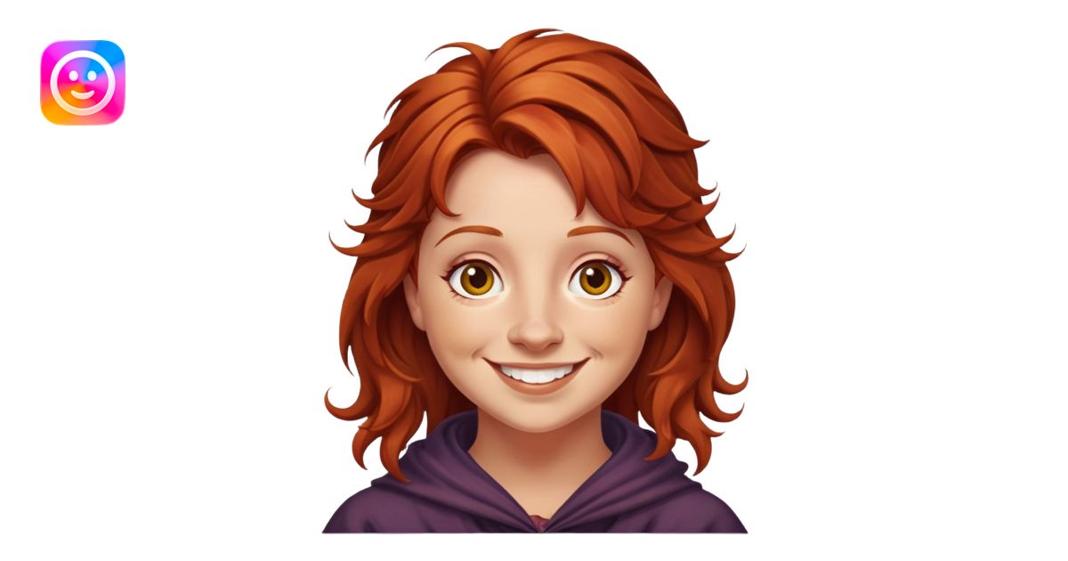 molly weasley, hair is a bit messy, smile emoji | AI Emoji Generator