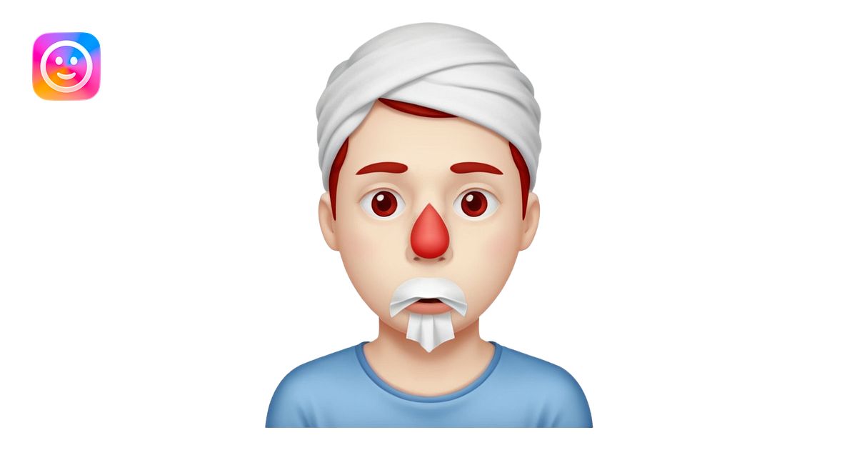 sick person with tissue on nose, fever and red nose. emoji | AI Emoji ...