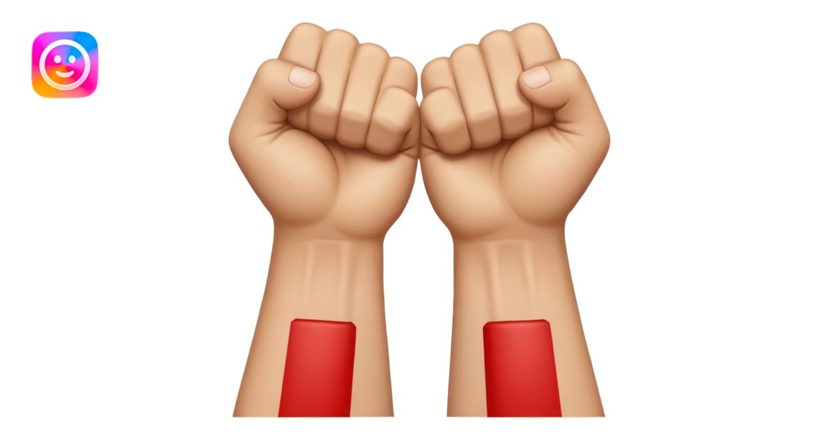 Left and Right fist from the top Perspektive with the Arms crossed over ...