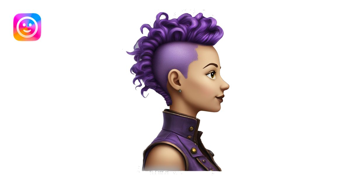 Photorealistic steampunk profile short mohawk purple wavy on Caucasian ...