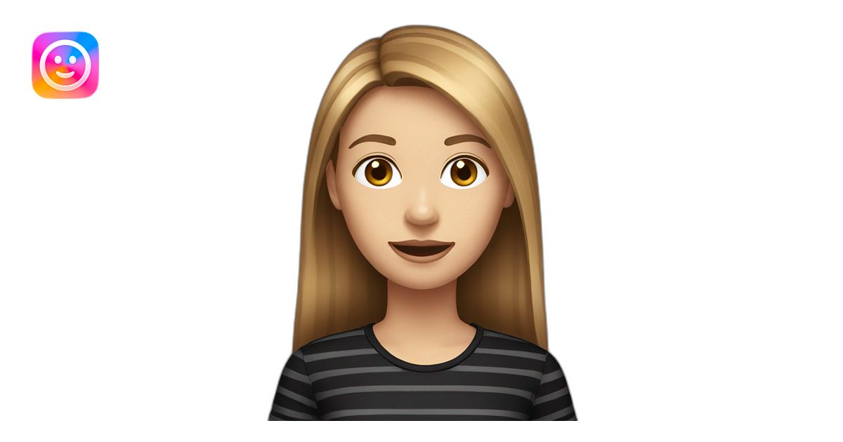 long light brown hair woman wearing black stripy t-shirt emoji | AI ...