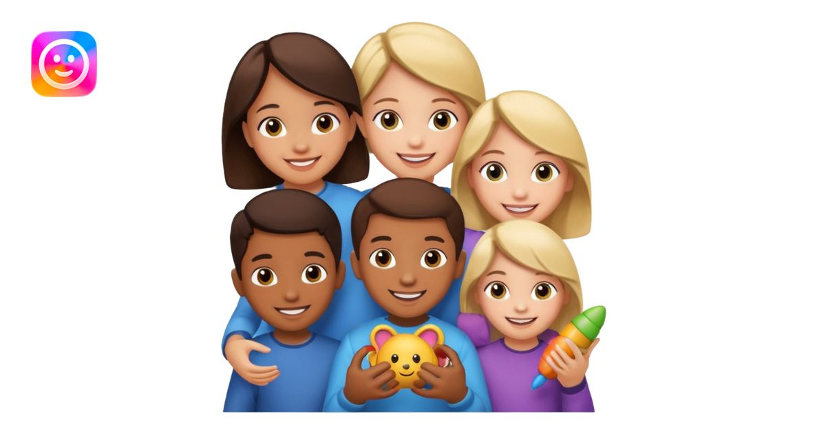 enfants qui partagent un jouet emoji | AI Emoji Generator