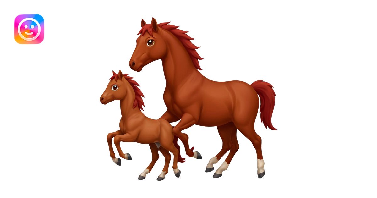 red horse and two baby horsees agressive running money emoji | AI Emoji ...