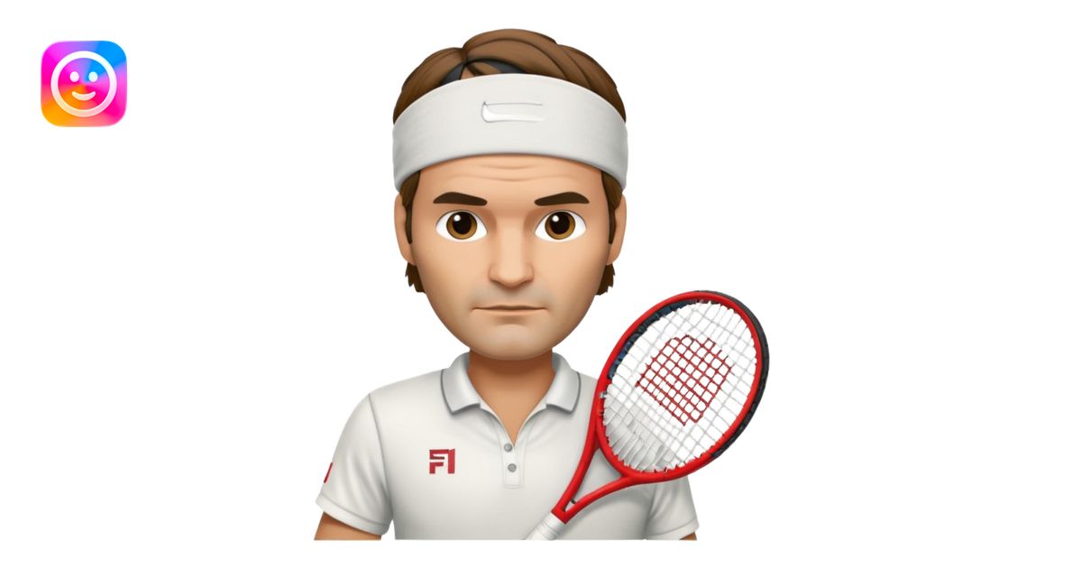 roger federer with head band and tennis racket emoji | AI Emoji Generator