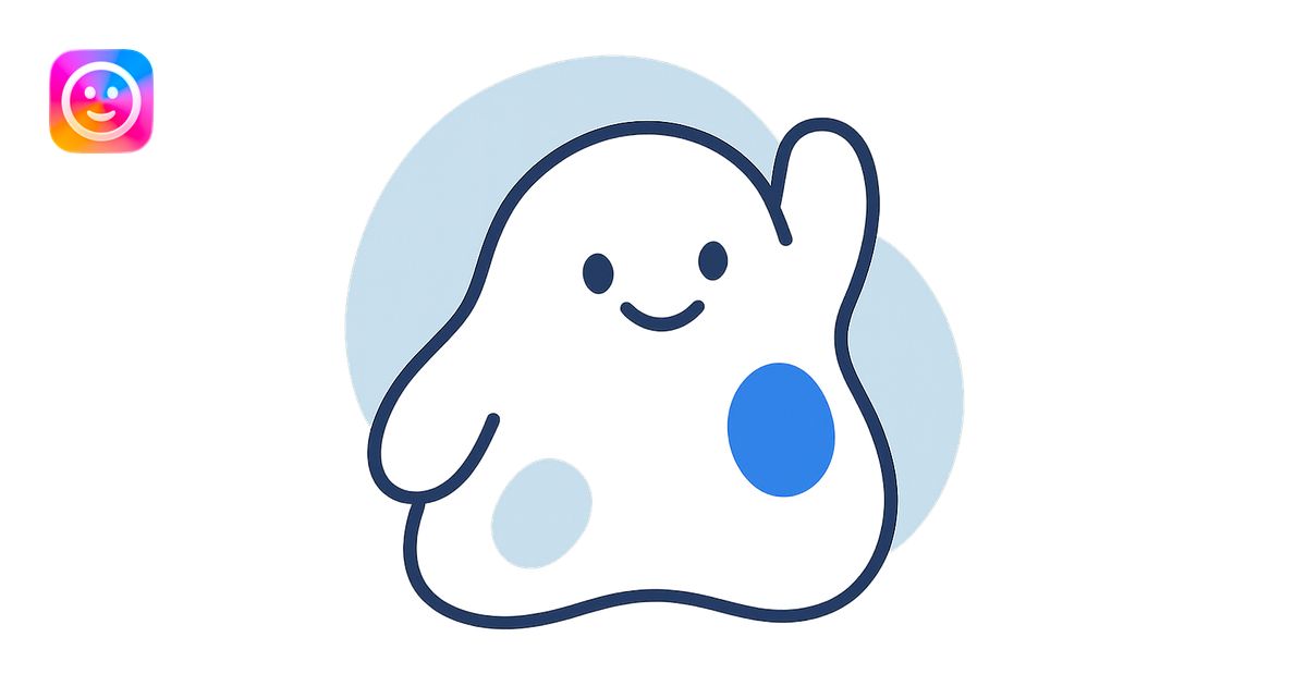 playful soft rounded blob character with a friendly face illustration ...