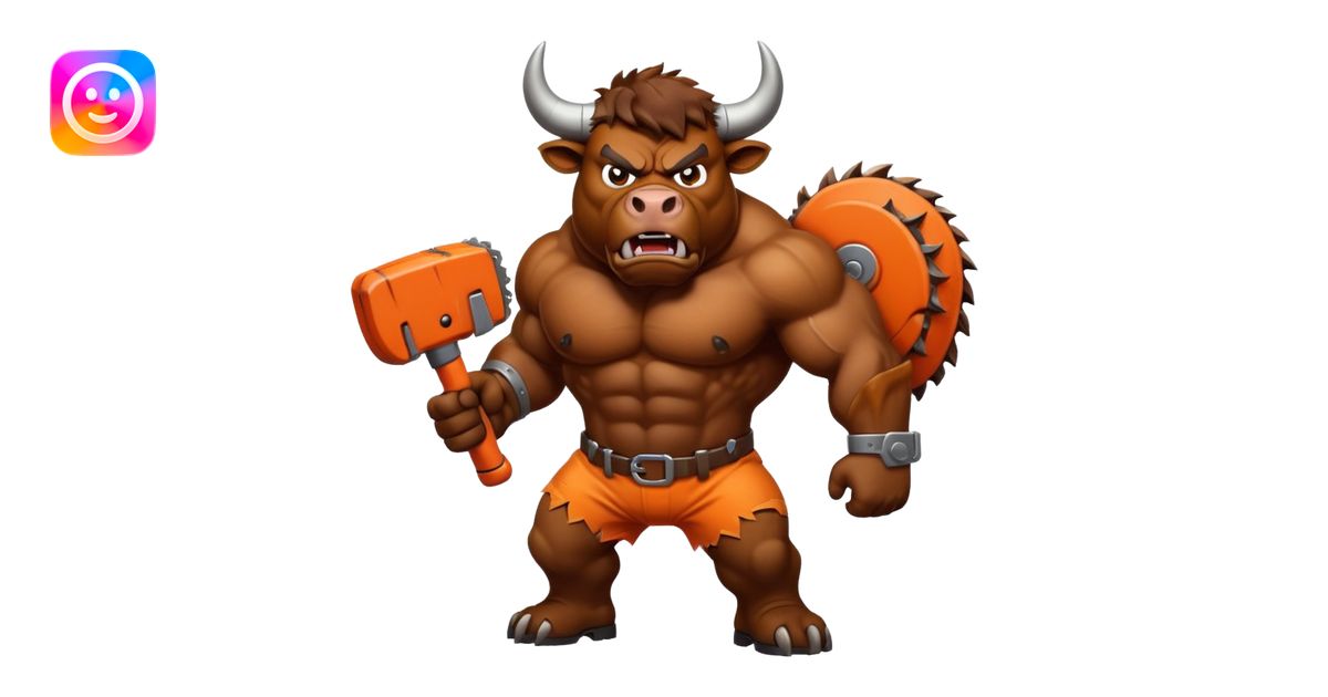 Bull with a chainsaw emoji | AI Emoji Generator