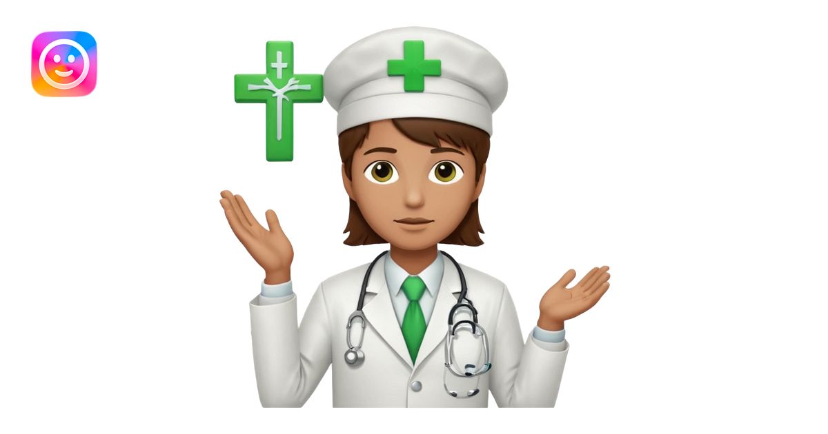 a doctor in white suit with a doctor hat with green cross brown hair ...